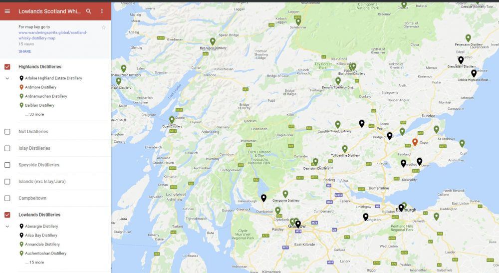 Scotland Whisky Distillery Map